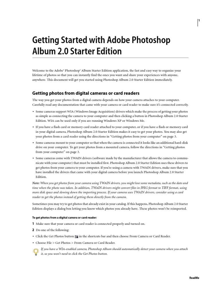 Getting Started With Adobe Photoshop Album 2.0 Starter Edition | PDF | Adobe Photoshop | Tag ...
