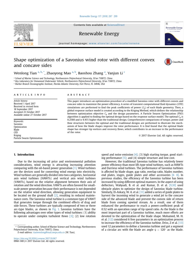 Shape Optimization of A Savonius Wind Rotor With Different Convex PDF ...