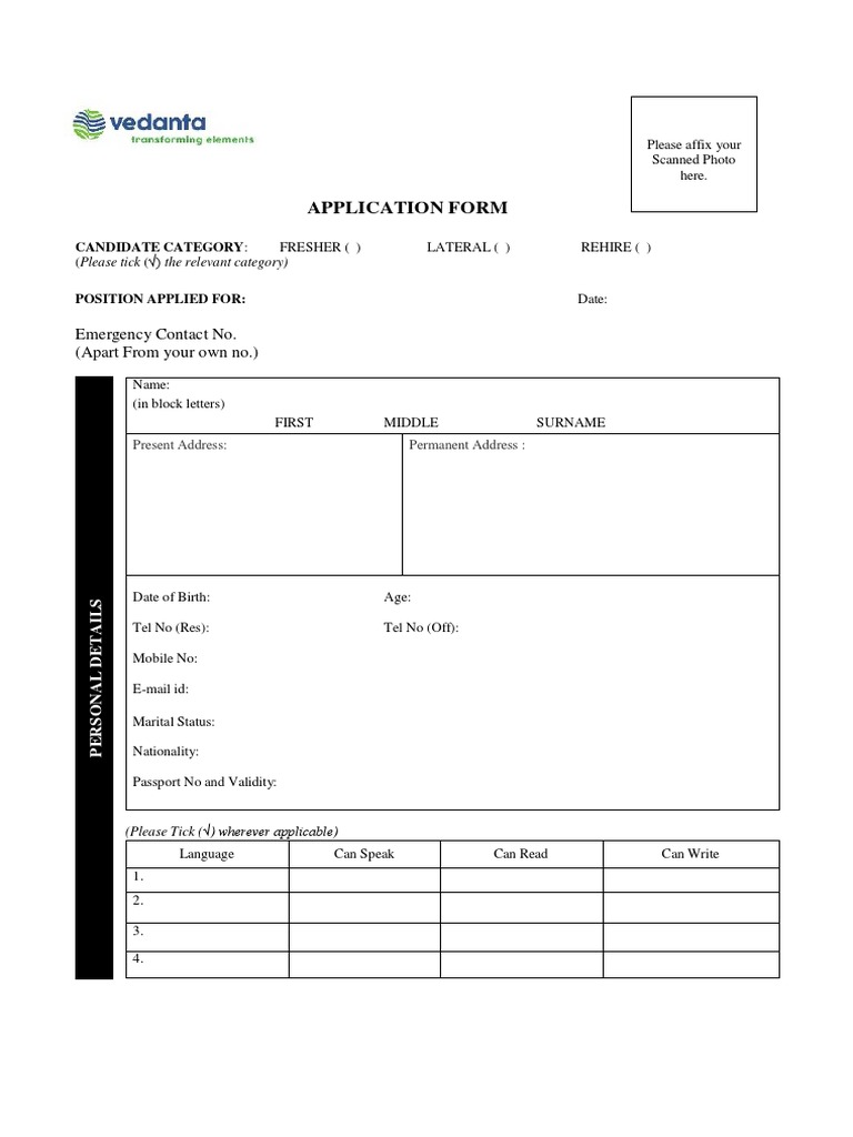 Company Application Form PDF | PDF | Recruitment | Employment