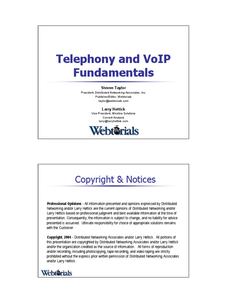 Telephony and Voip Fundamentals: Steven Taylor | PDF | Voice Over Ip ...