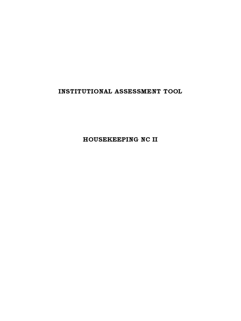 Institutional Assessment Tool | PDF | Housekeeping | Bed