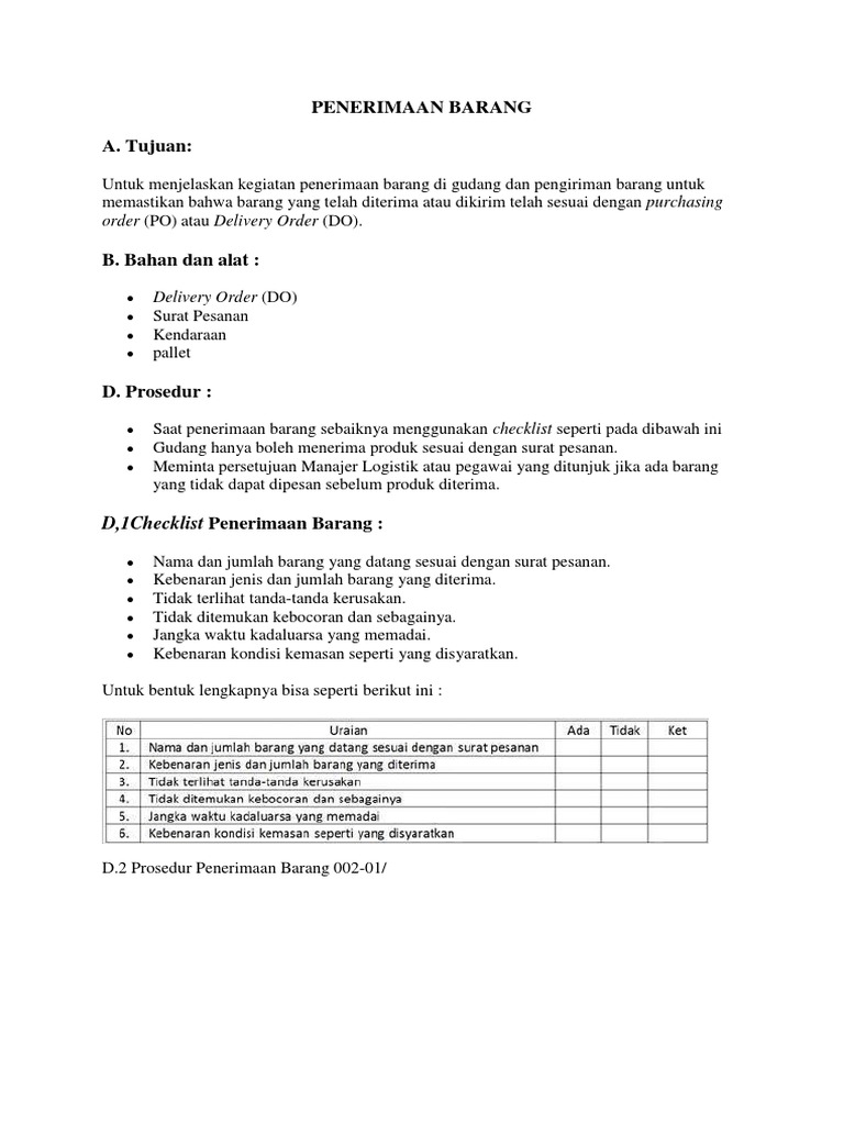 Penerimaan Barang | PDF