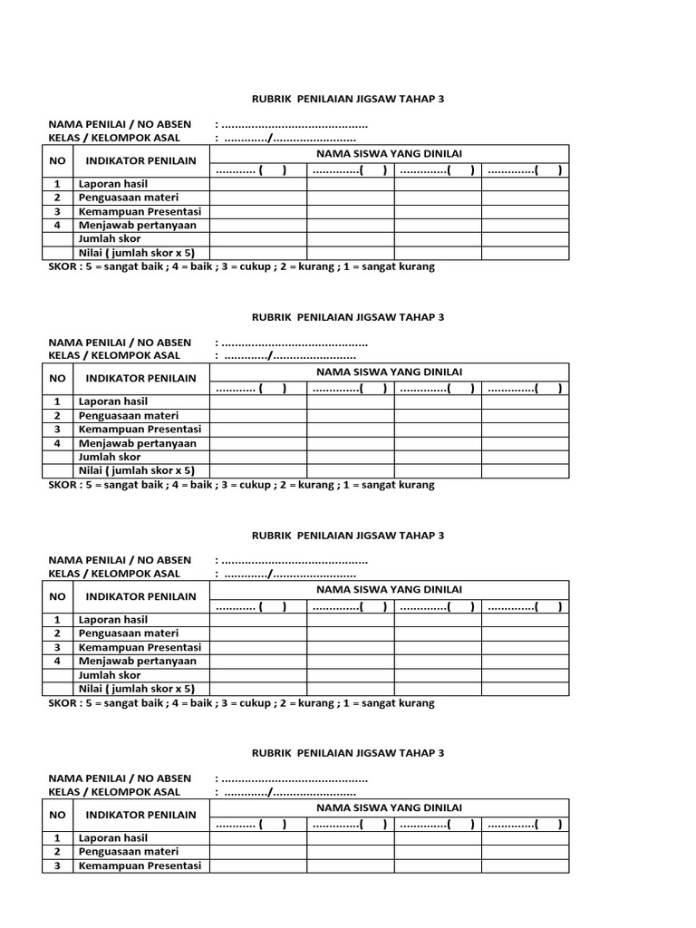 Rubrik Penilaian Jigsaw Tahap 3 | PDF | Komputer | Teknologi & Rekayasa
