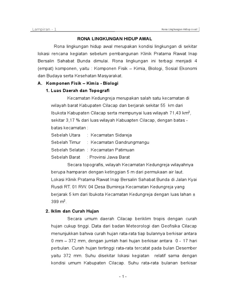 Lampiran 1 Rona Lingkungan Awal | PDF