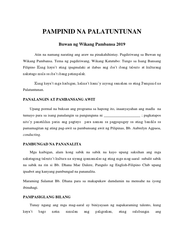 Pampinid Na Palatuntunan | PDF