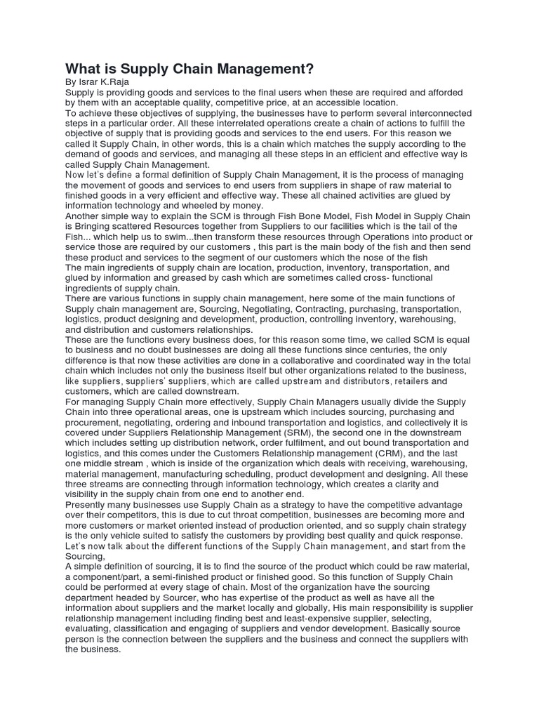 Understanding Supply Chain Management | PDF | Supply Chain | Procurement