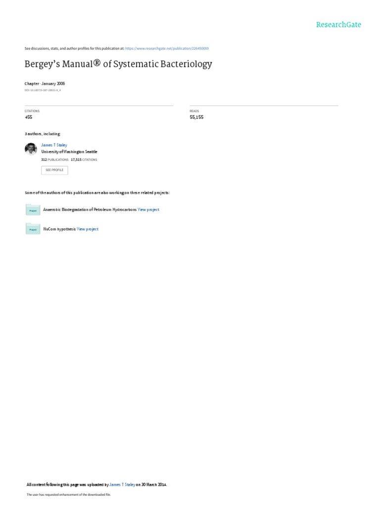 Bergeys ManualR of Systematic Bacteriology PDF | PDF | Taxonomy ...