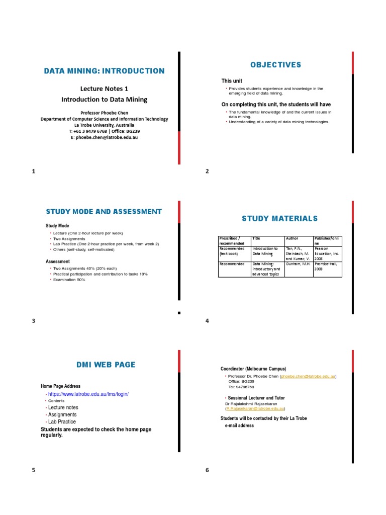 CSE5DMI Lecture1 - Intro - 2019 (6 Slides Per Page) | PDF | Statistical Classification | Cluster ...