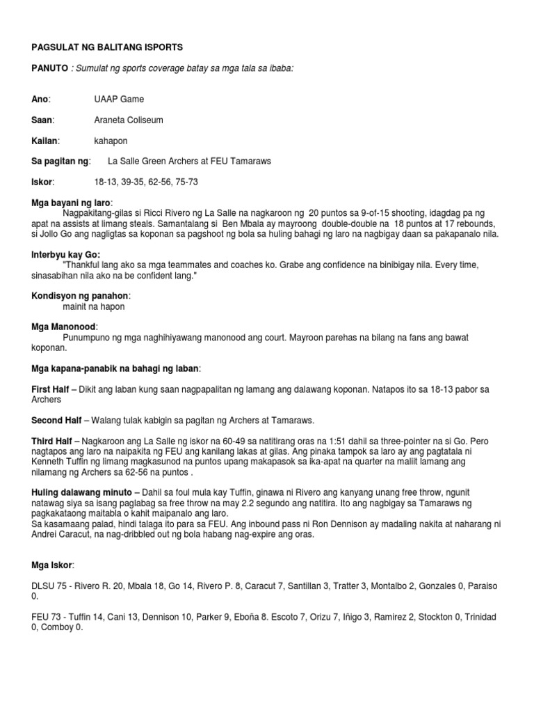 Sports Writing Fact Sheet | PDF