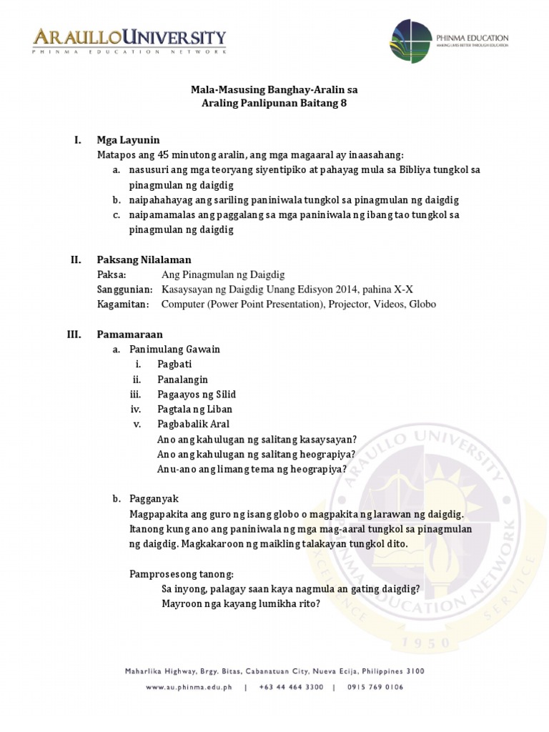 Lesson Plan Template Filipino | PDF