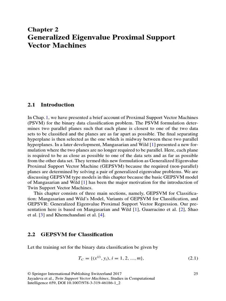 Generalized Eigenvalue Proximal Support Vector Machines T Y I 1 2 M Pdf