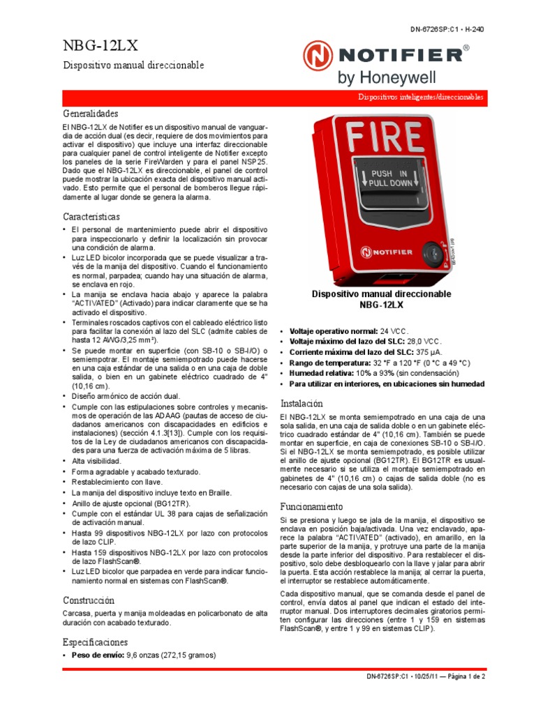 Estacion Manual Direccionable NBG-12LX - DN - 6726SP | PDF | Diodo emisor de luz | Naturaleza