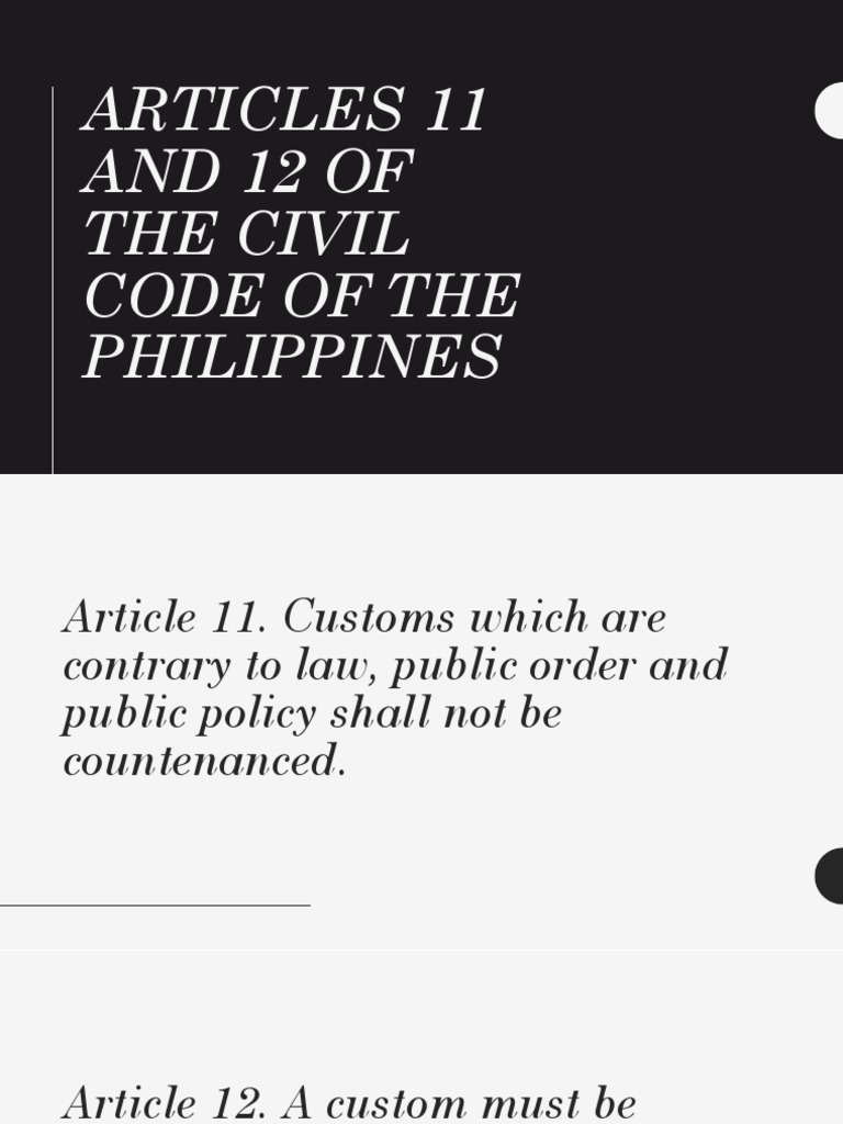 Articles 11 and 12 of The Civil Code of The Philippines | PDF | Public ...