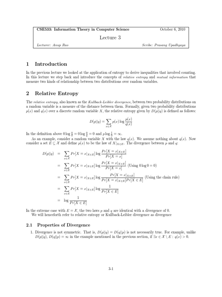 Relative Entropy | PDF | Probability Distribution | Random Variable