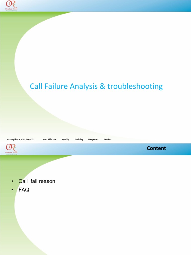 Call Failure Analysis & Troubleshooting: in Compliance With ISO-9001 ...