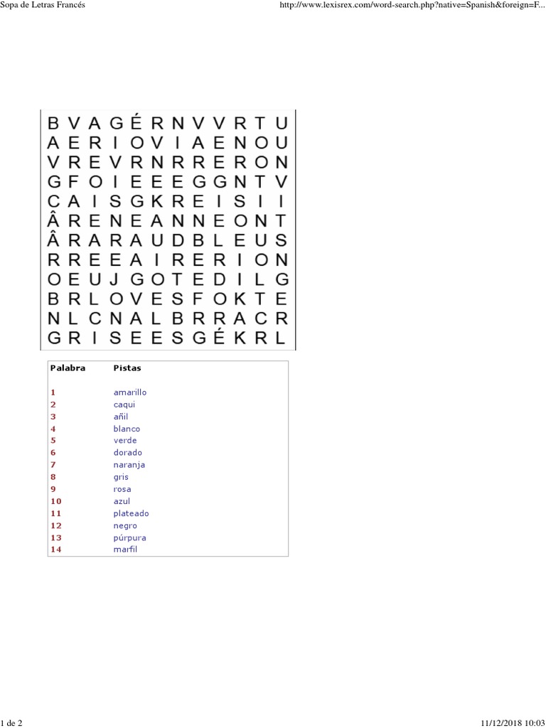 Sopa de Letras Francés2 PDF | PDF