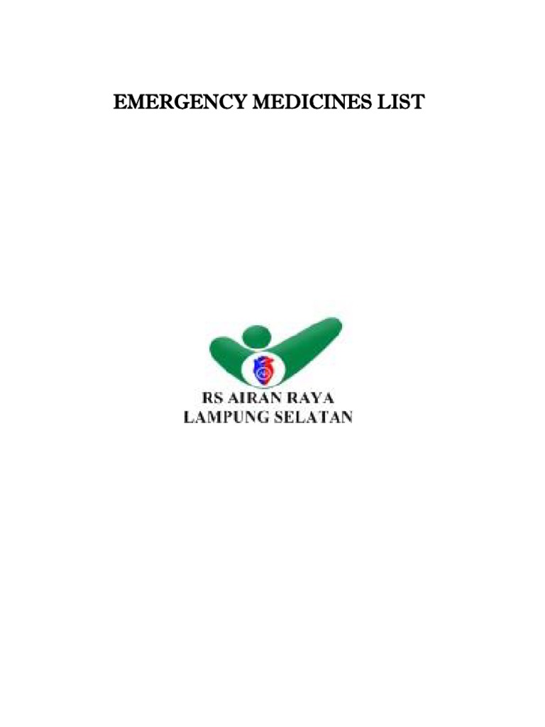Emergency Medicines List for India | PDF | Saline (Medicine) | Health Care
