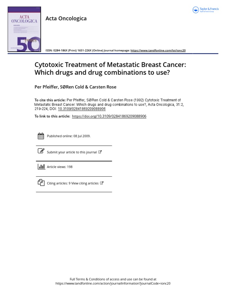 Cytotoxic Treatment of Metastatic Breast Cancer Which Drugs and Drug ...