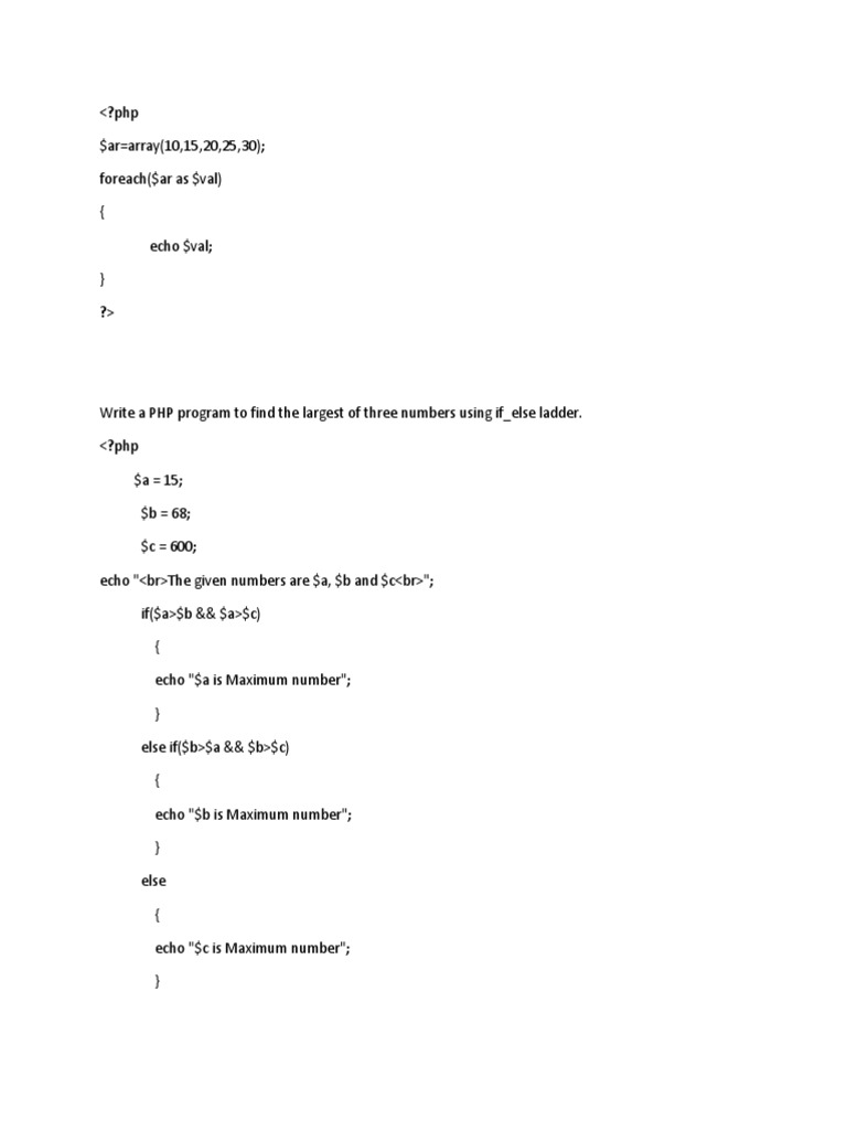 PHP Lab Programs | PDF | Computer Programming | Software Engineering