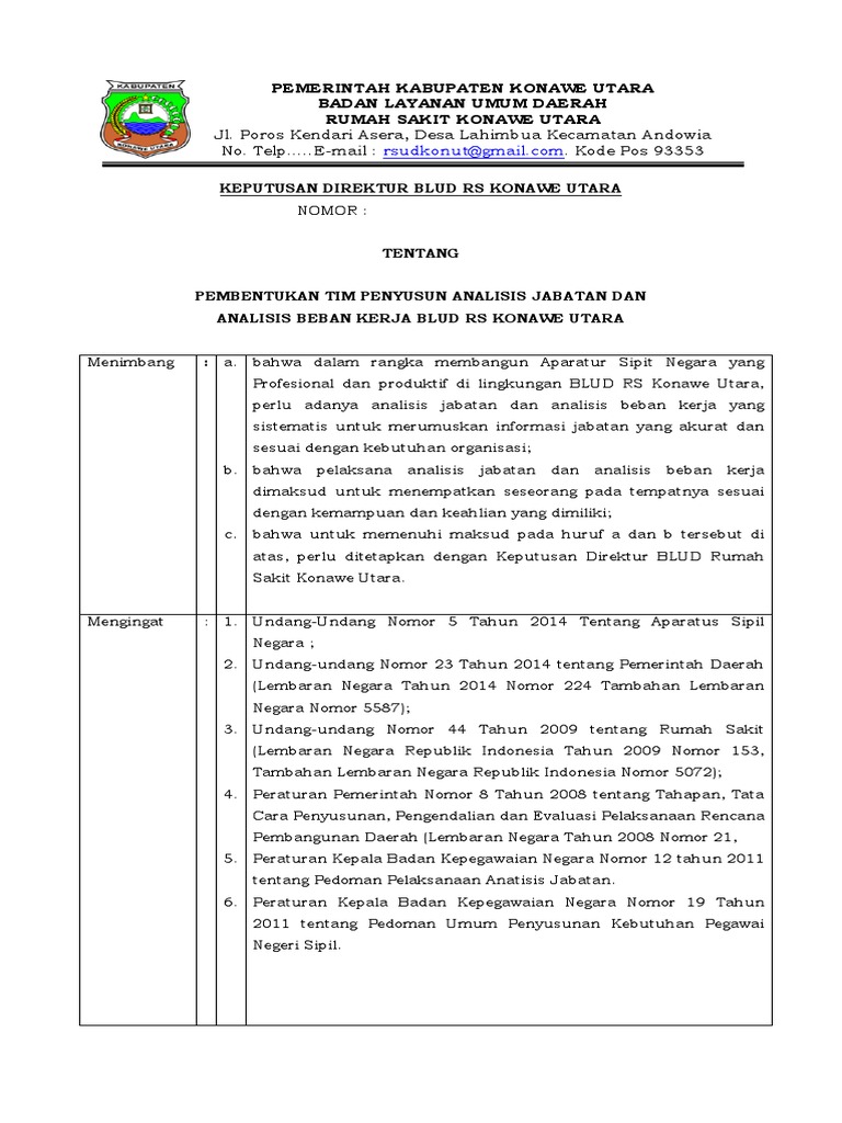 SK Tim Penyusun Anjab Abk | PDF