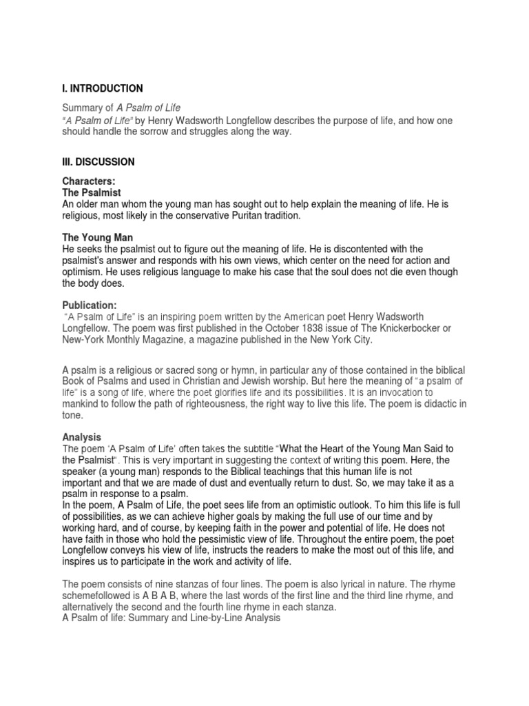 A Psalm of Life | PDF | Henry Wadsworth Longfellow | Poetry