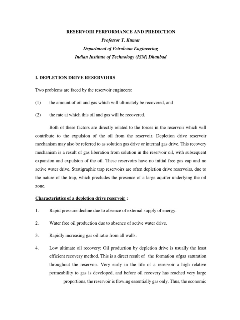 Reservoir Performance and Prediction | PDF | Petroleum Reservoir ...