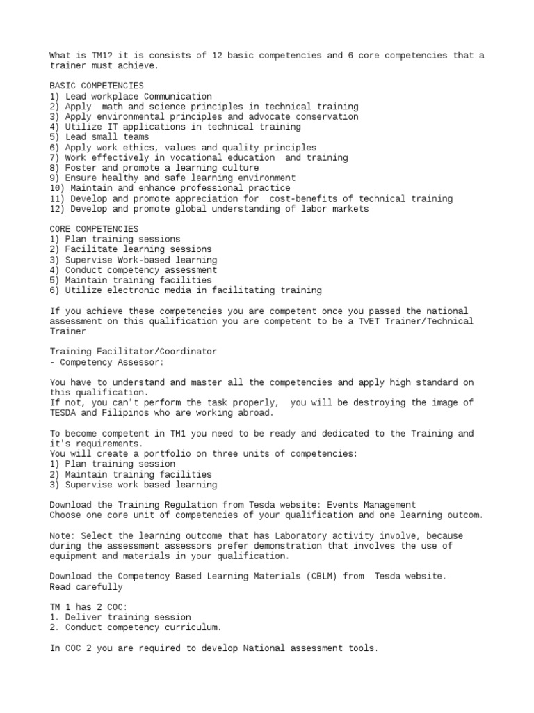 Basic TM Competencies | PDF