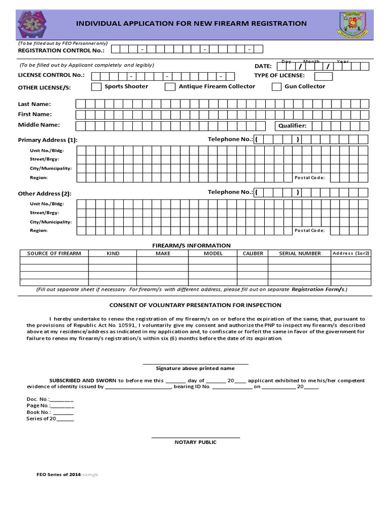 Fa Reg Form PDF | PDF | Government Information | Gun Politics
