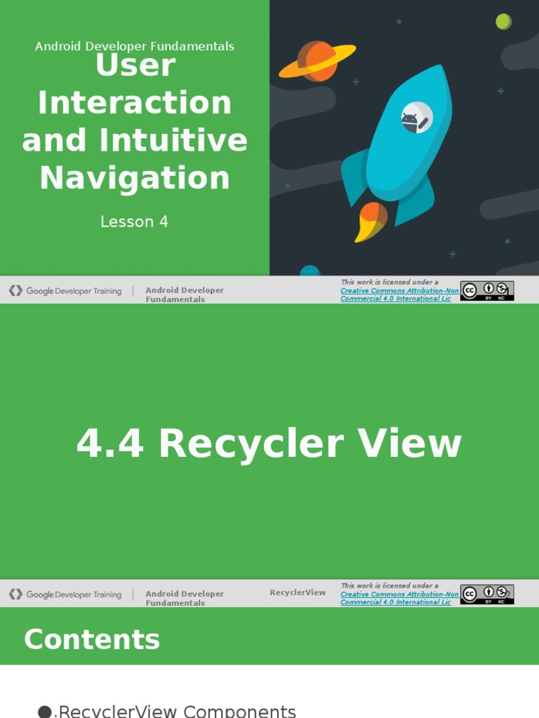 Android Recycler View Tuorial | PDF | Creative Commons | Android ...
