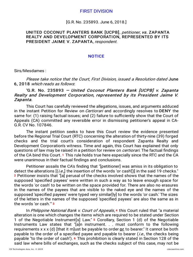 United Coconut Planters Bank v. Zapanta20190329-5466-Ccdg24 | PDF ...