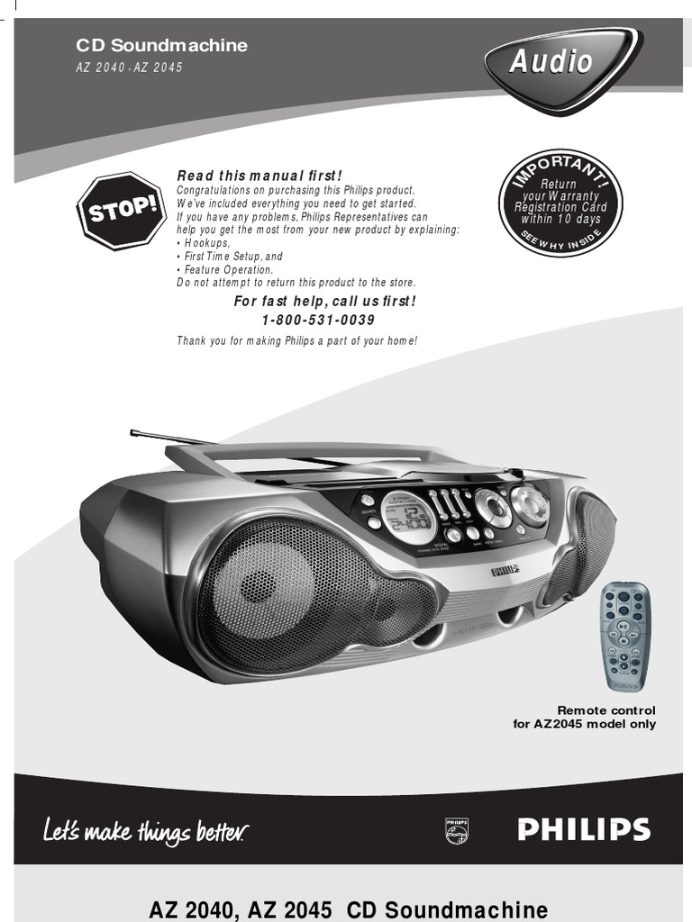 Philips AZ 2040 Owners Manual PDF | PDF | Audio Engineering | Sound ...