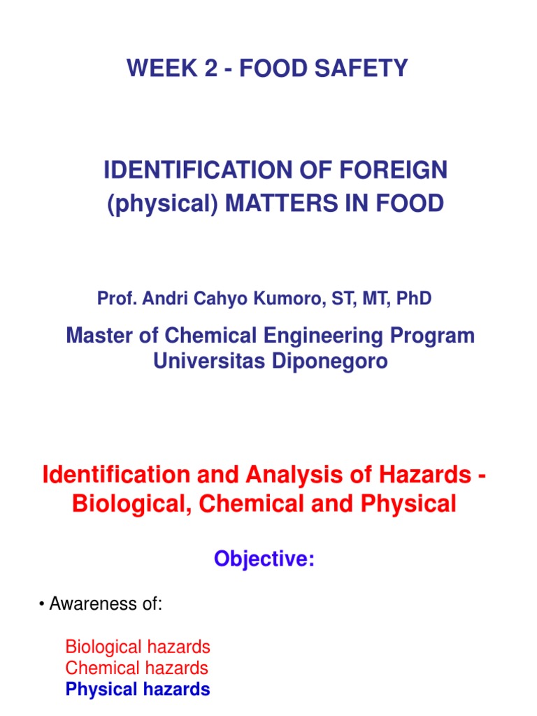 Physical Hazards in Food Safety | PDF | Hazards | Medical Imaging