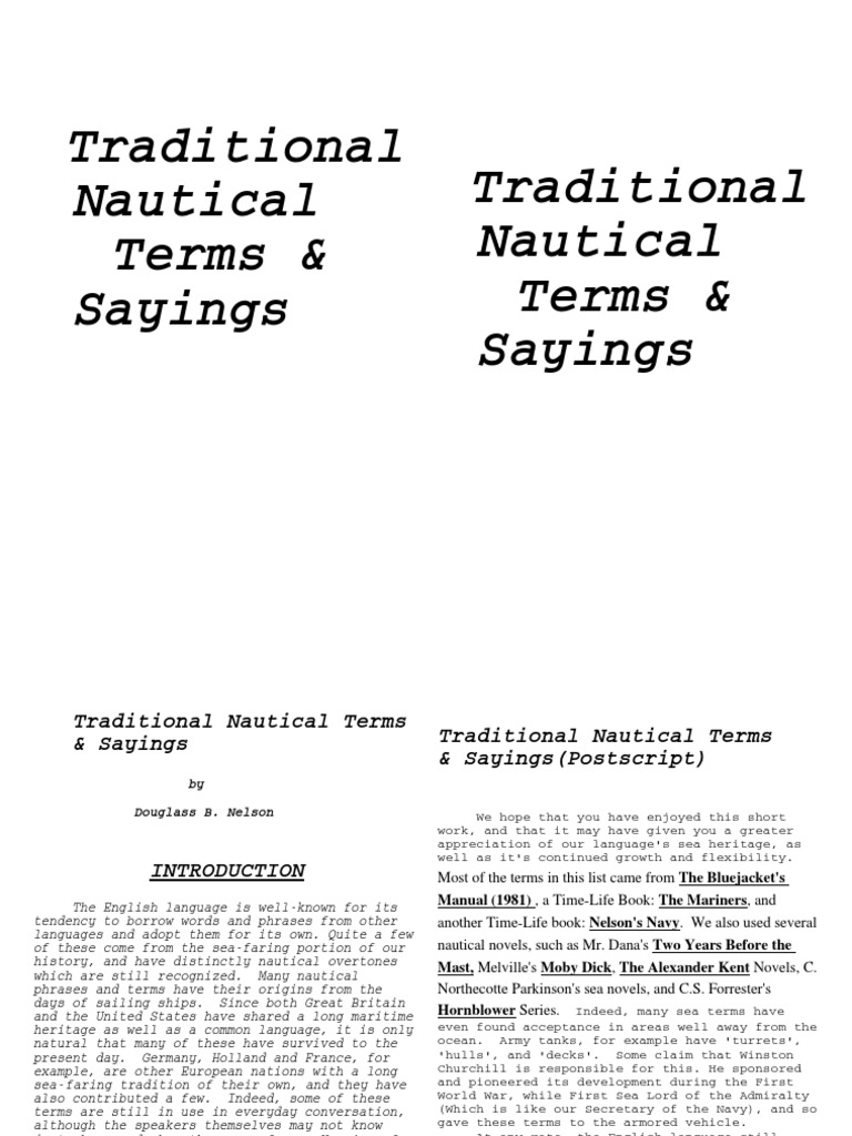 Nautical Terms and Sayings Explained | PDF | Nautical Fiction | Ships