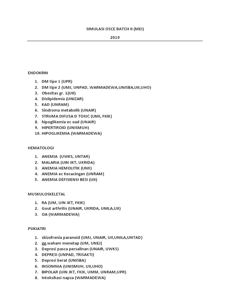 Simulasi OSCE Batch II | PDF