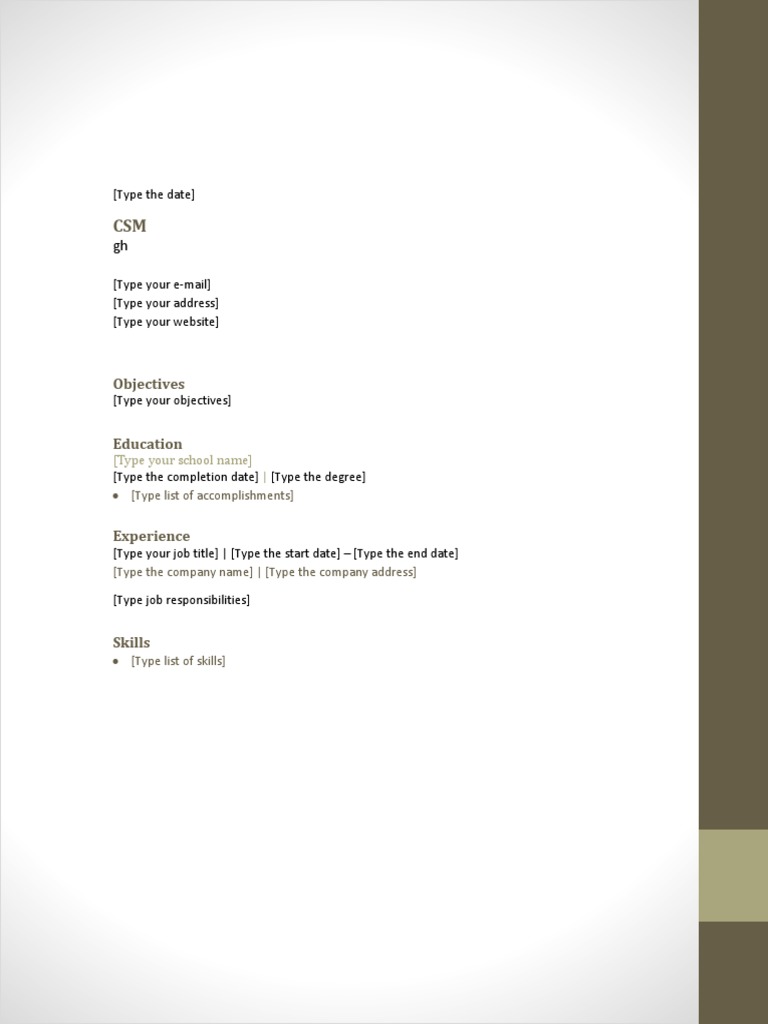 Resume Template for CSM | PDF