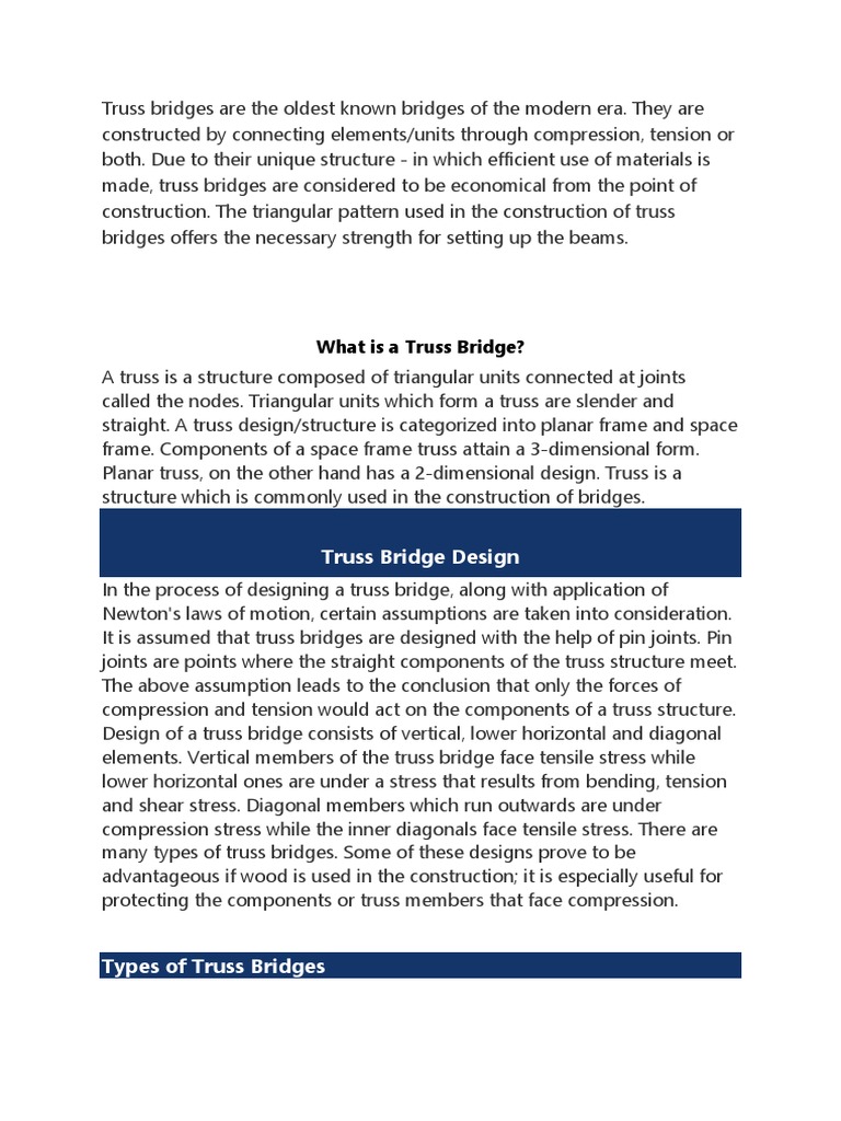 Understanding Truss Bridge Designs | PDF | Truss | Civil Engineering