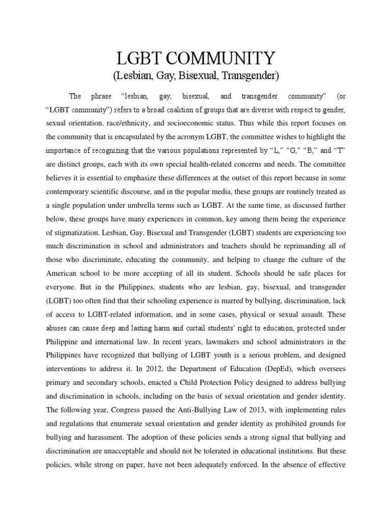 LGBT Community: (Lesbian, Gay, Bisexual, Transgender) | PDF | Lgbt ...
