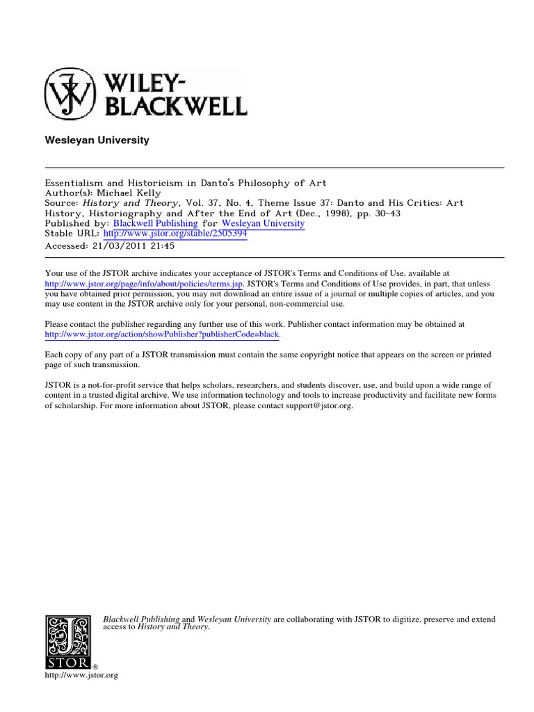 Essentialism and Historicism in Danto's Philosophy of Art | PDF ...