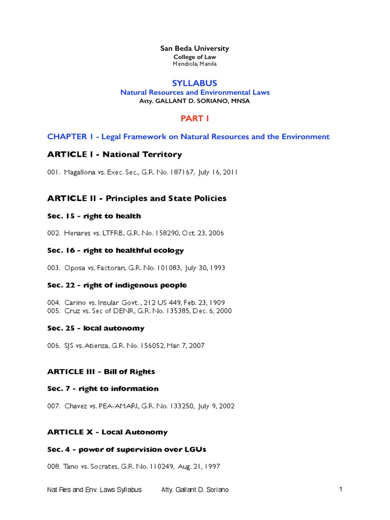 Enviro Law Syllabus | PDF