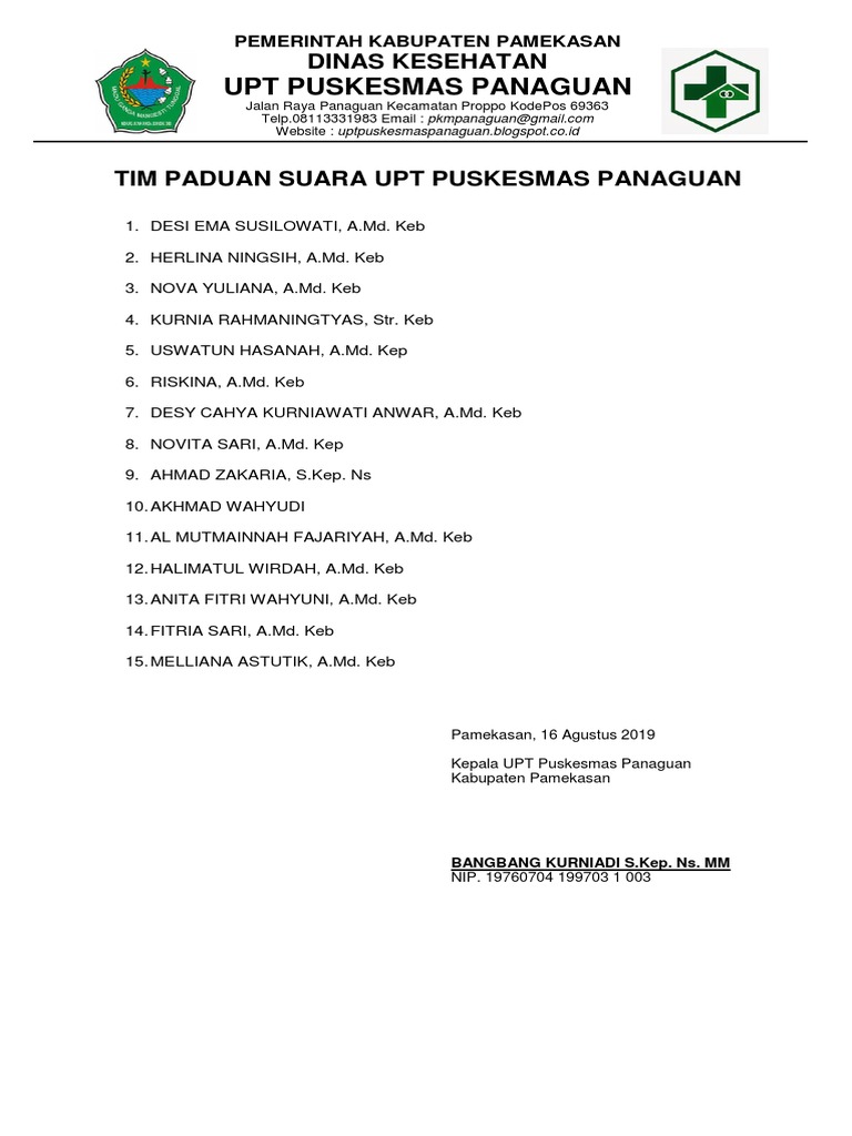 Tim Padus Upt Puskesmas Panaguan | PDF