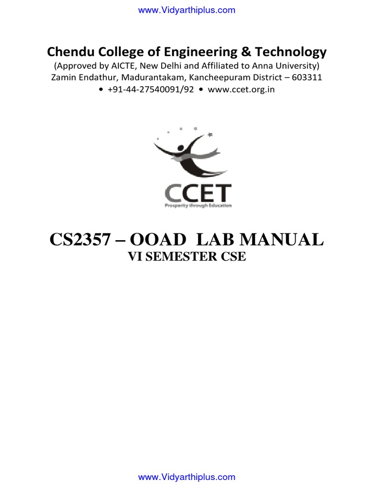 Cs2357 - Ooad Lab Manual: Chendu College of Engineering & Technology | PDF | Use Case | Formal ...