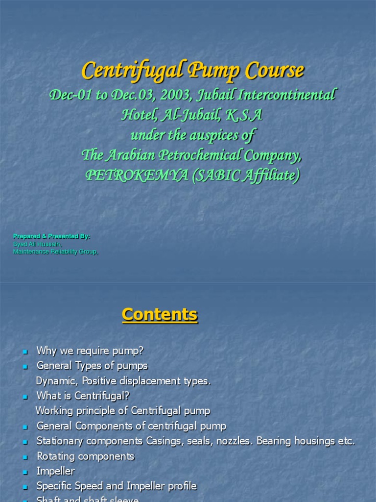 Centrifugal Pumps Course | PDF | Pump | Pounds Per Square Inch