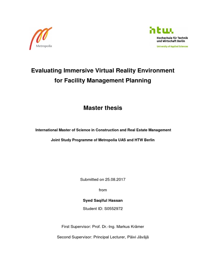 Final Thesis | PDF | Virtual Reality | Building Information Modeling