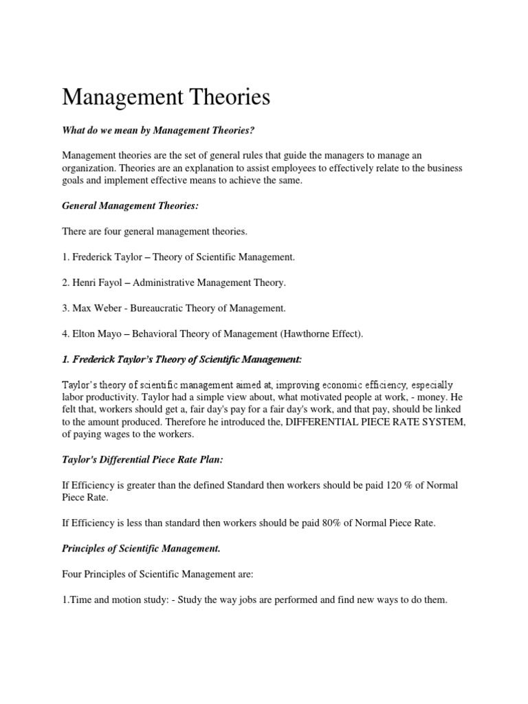 Management Theories | PDF | Leadership | Motivation