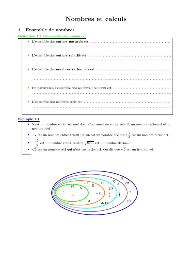 Chap1 Nombres Et Calculs | PDF | Entier relatif | Entier naturel