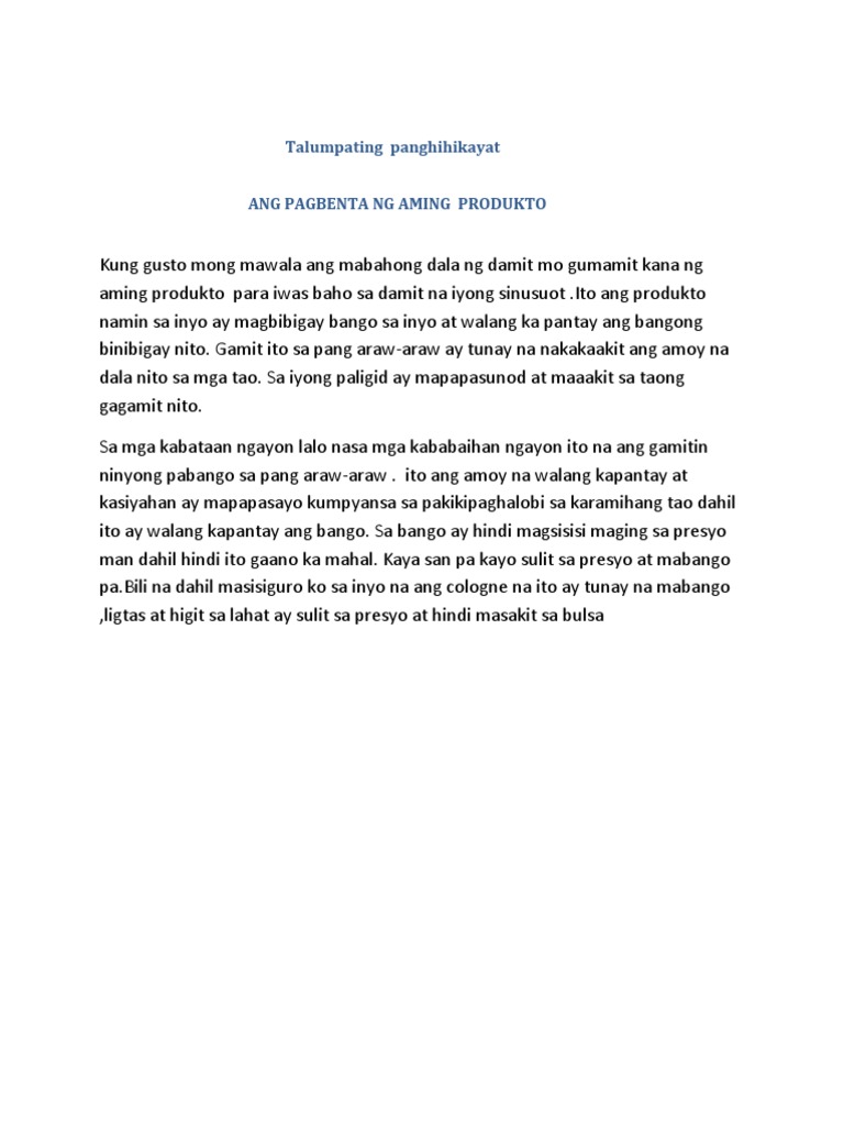 Talumpating Panghihikayat | PDF