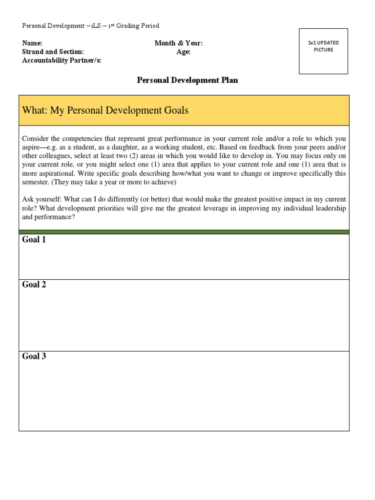 Personal Development Plan: Goals, Actions, and Support for Self ...
