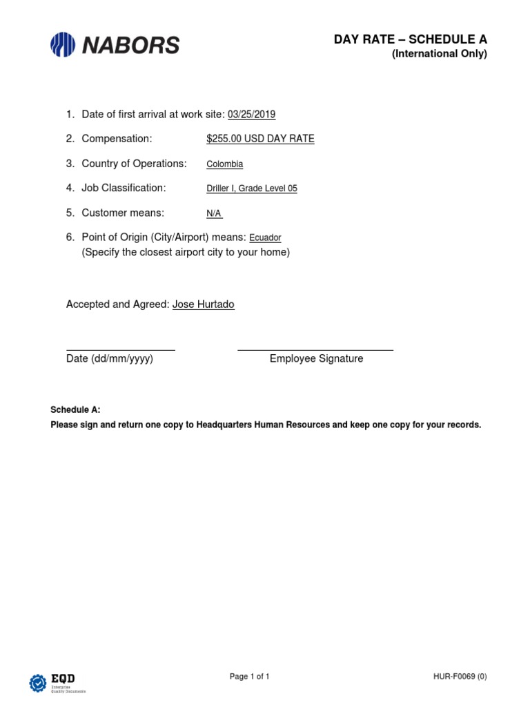 Colombia Driller I Day Rate Agreement | PDF | Finance & Money Management