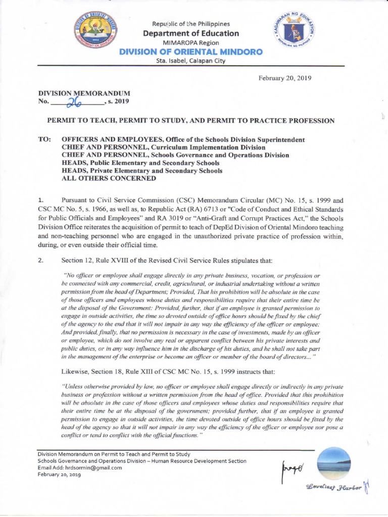 DM26 Permit To Teach, Permit To Study, and Permit To Practice ...