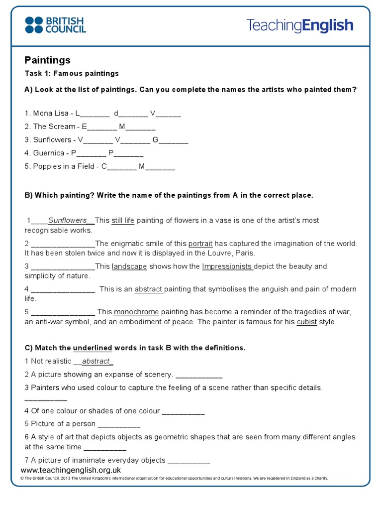 Painting Student Worksheet | PDF